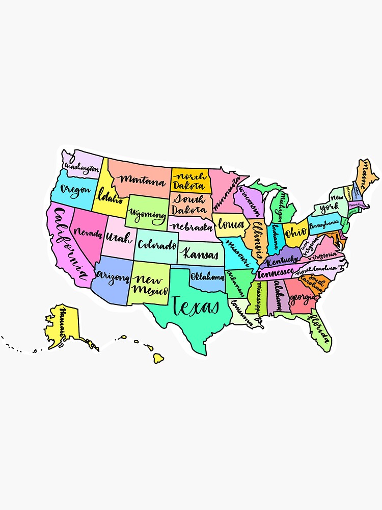 "United States Map" Sticker for Sale by clareliciavega | Redbubble