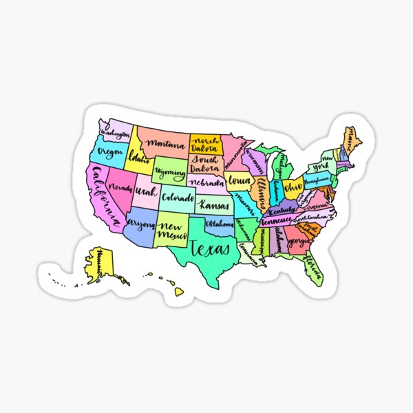 "United States Map" Sticker for Sale by clareliciavega | Redbubble