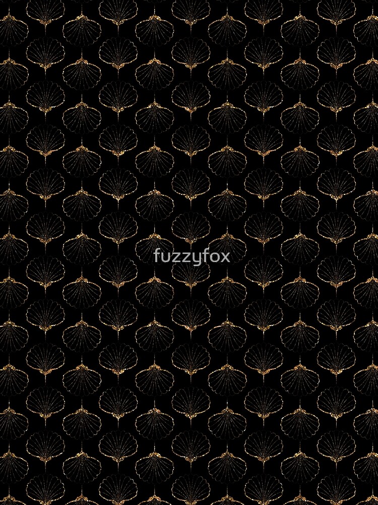 "Shells gold seamless pattern. Modern art deco seashells texture. Gold ...