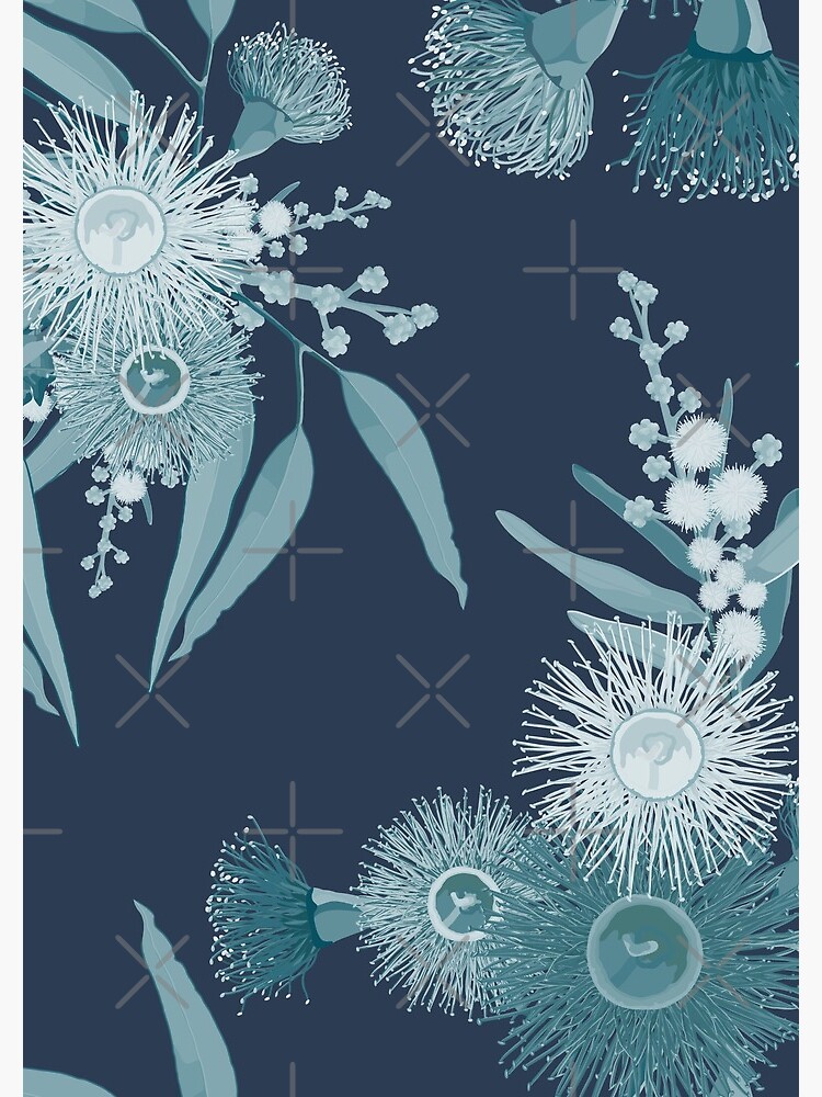 "Eucalyptus Blue Bloom - Monochromatic Blue Color Palette" Spiral ...
