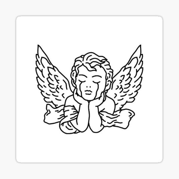 "COOL ANGEL DRAWING CRYING" Sticker for Sale by xxa1ina | Redbubble