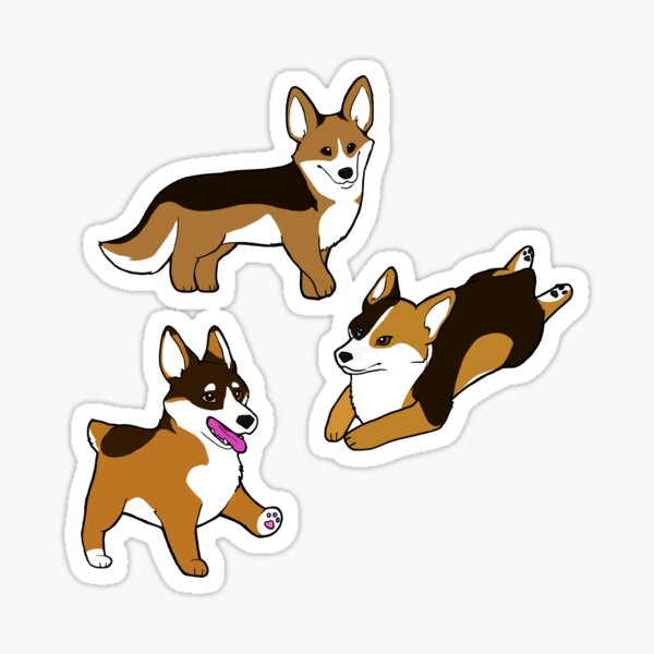 "Tri-Color Corgis" Sticker for Sale by Josie-Dubbz | Redbubble
