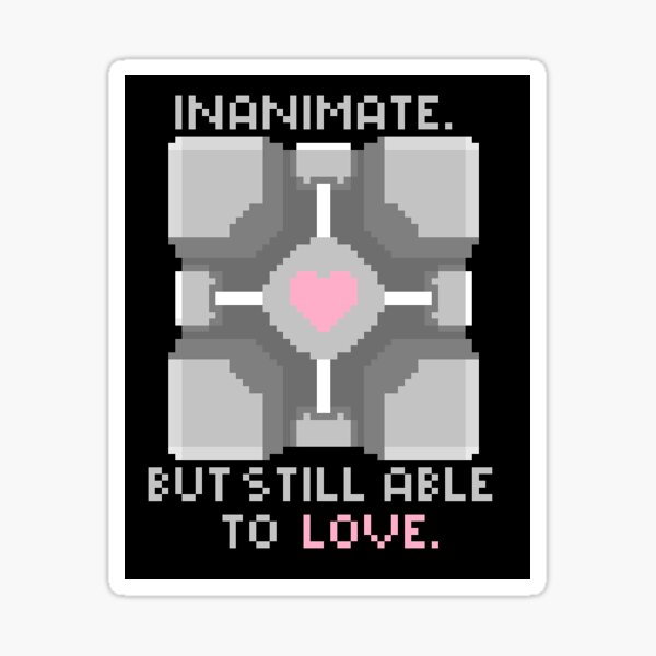 "Portal companion cube" Sticker for Sale by IndeMatt | Redbubble