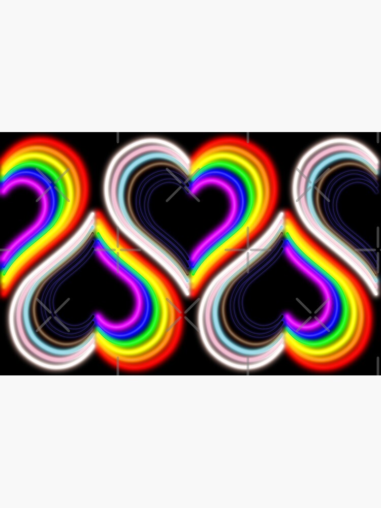 "Progress Pride Neon Light Hearts" Sticker by SpectreSparkC | Redbubble