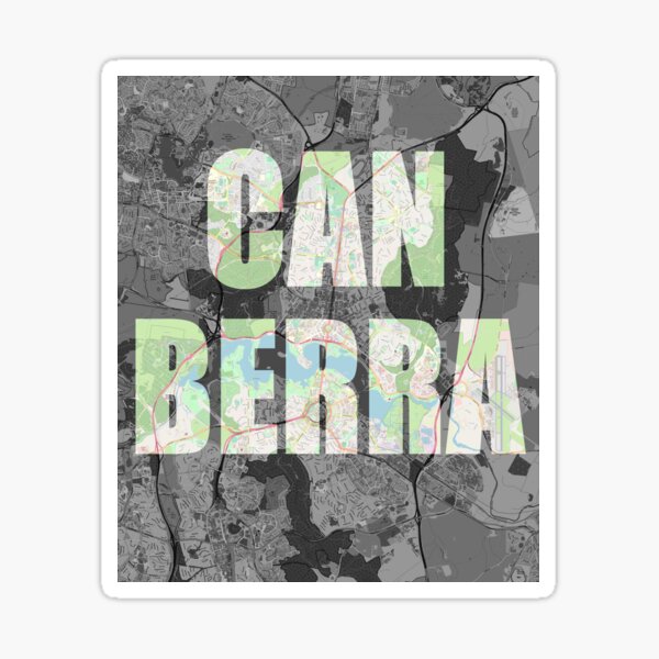 "Canberra, Australian Capital Territory map" Sticker by hojjwaredesign ...