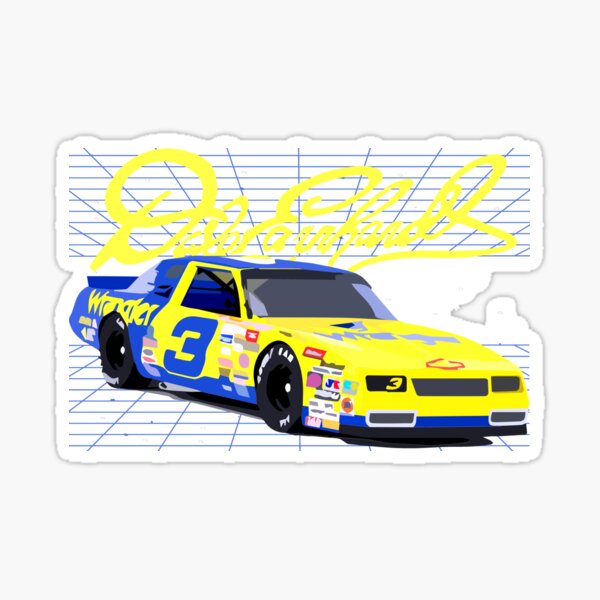 "Yellow #3 Retro Stock Car" Sticker for Sale by FromThe8Tees | Redbubble