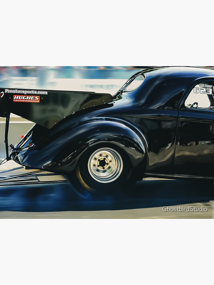 "1940 Black Willys Coupe Drag Car" Sticker for Sale by GhostbirdStudio ...