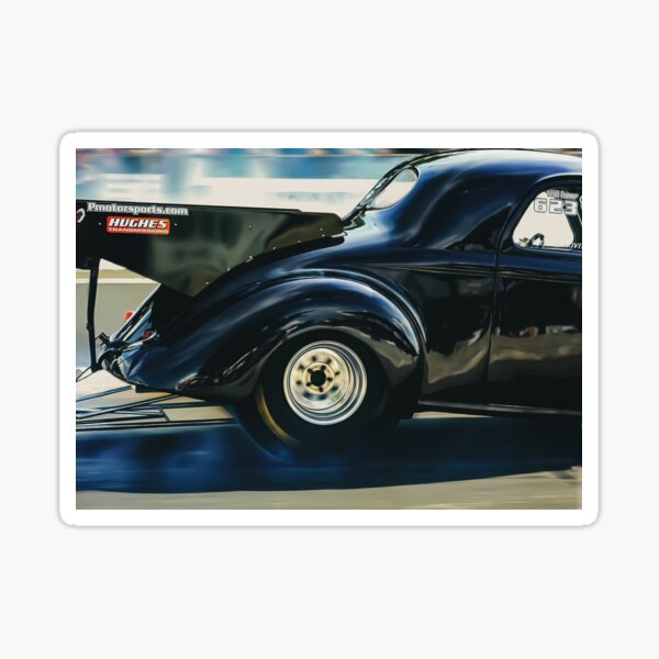 "1940 Black Willys Coupe Drag Car" Sticker for Sale by GhostbirdStudio ...