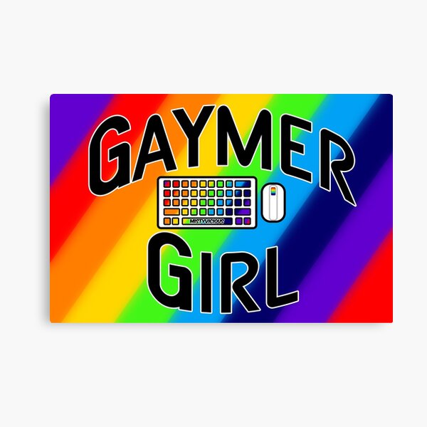 "Rainbow Gaymer Girl Keyboard Righty Mouse Logo" Canvas Print by ...
