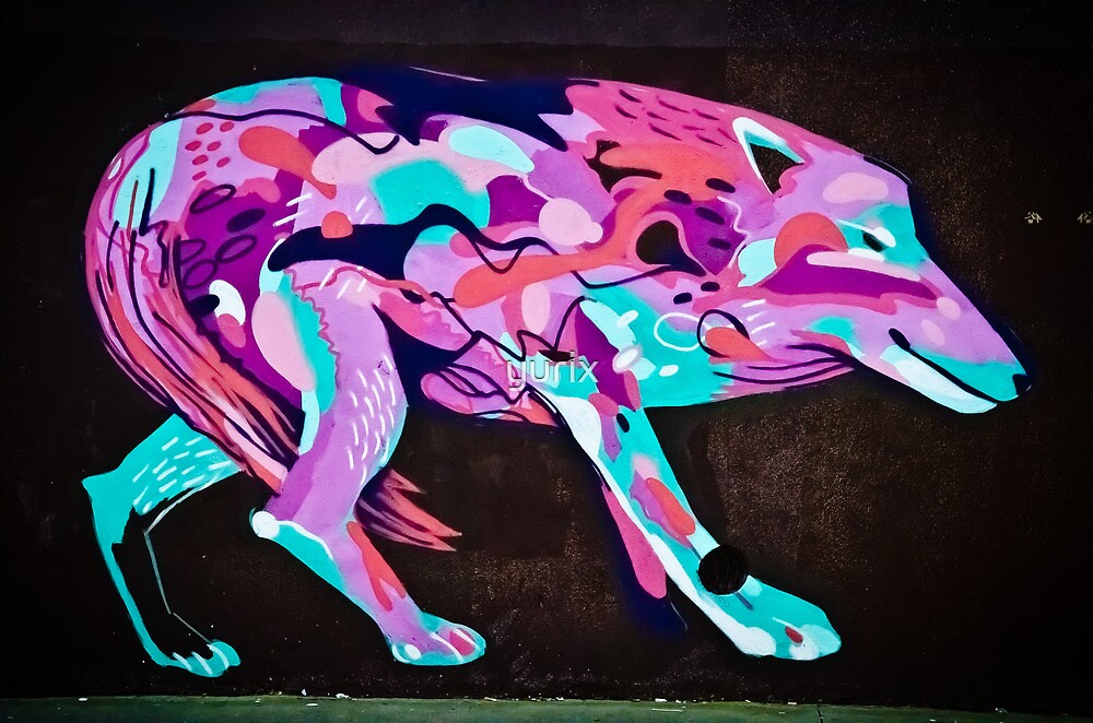 "Psychedelic Graffiti art Wolf" by yurix | Redbubble