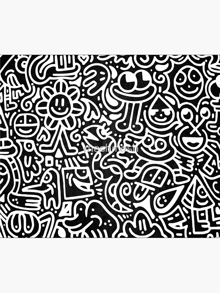 "Line art Drawing abstract faces line artwork black doodles with black ...