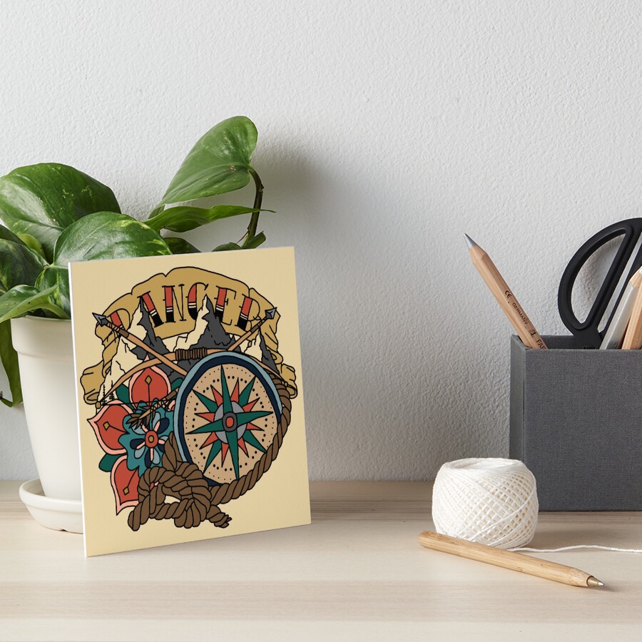 "Classic Old Skool DnD Ranger Tattoo" Art Board Print by katecrashed ...