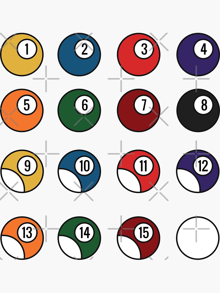 "Billiard balls pack" Sticker for Sale by AYZY art | Redbubble