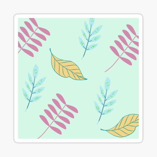 "Pattern with purple, blue and yellow leaves" Sticker by PlantifyLife ...