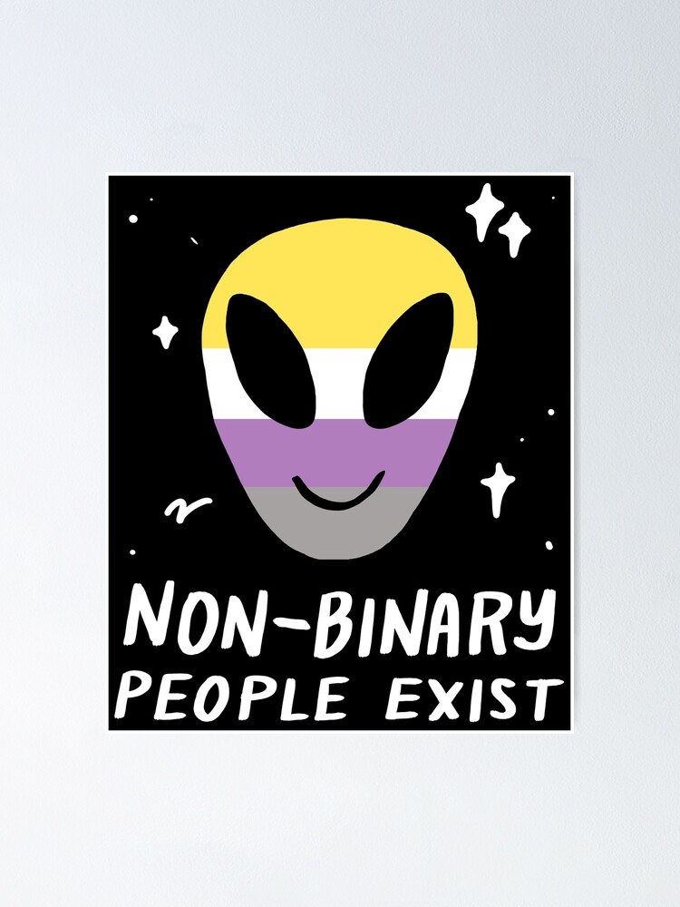 "Non-Binary Exist LGBTQIA Alien Pride Flag Space UFO" Poster by ...