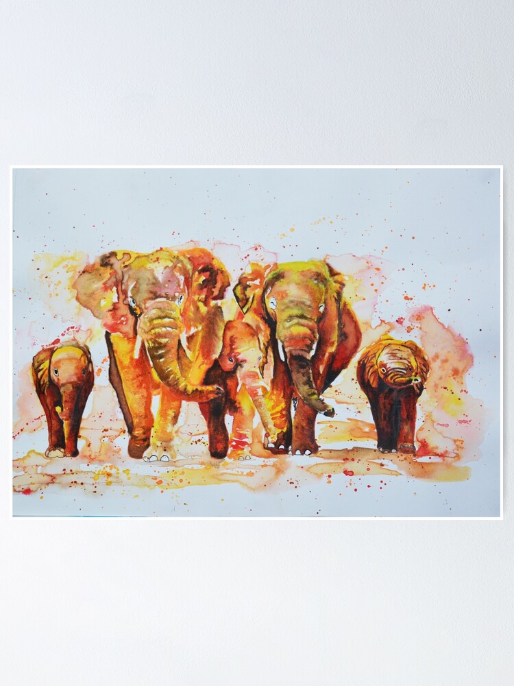 "Elephant Family" Poster for Sale by Charlotte Burch | Redbubble