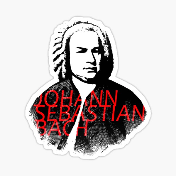 "Johann Sebastian Bach vibrant portrait and text" Sticker for Sale by ...