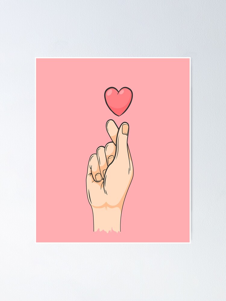"heart hand korean saranghae" Poster by zicksoft | Redbubble