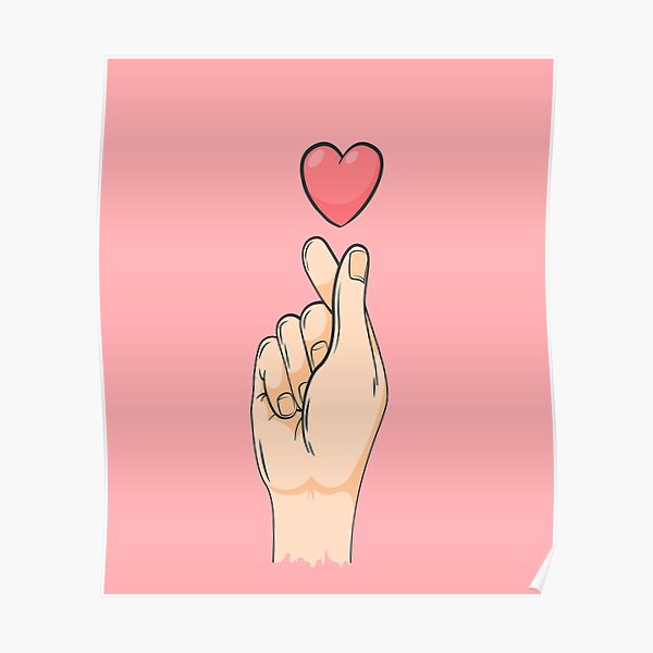 "heart hand korean saranghae" Poster by zicksoft | Redbubble