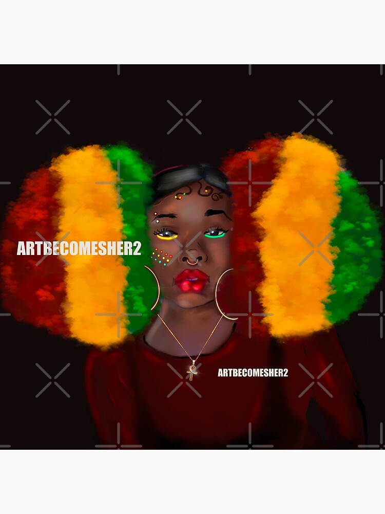 "Red, Green, and Gold Giant Afro Puffs " Poster by ArtBecomesHer2 ...