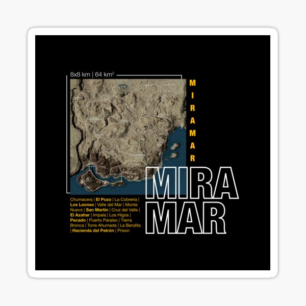 "Miramar Map" Sticker for Sale by Dzulhan | Redbubble