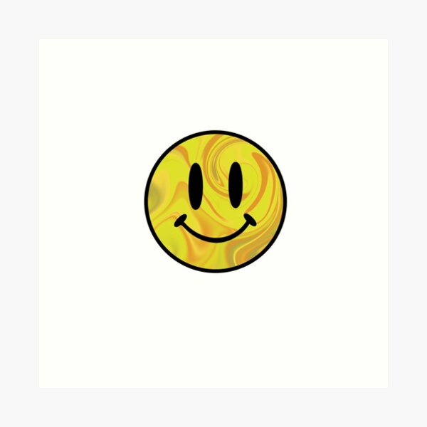 "Inverted Yellow Marble Smiley Face" Art Print by AllynTH | Redbubble