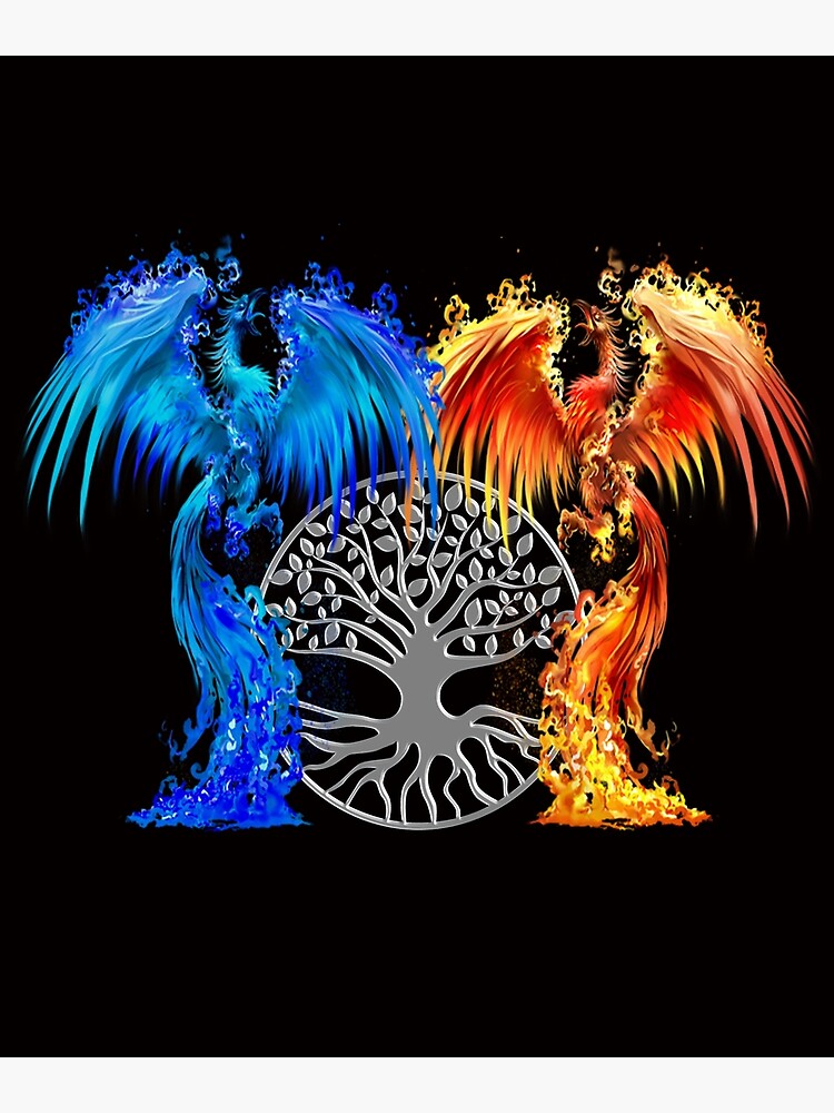 "Fantasy Fire And Ice Phoenix Silver Tree Of Life" Poster by Atteestude ...