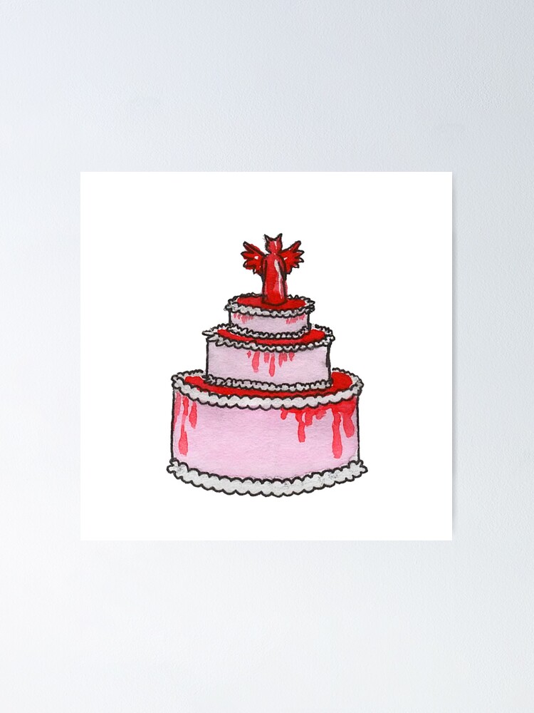 Póster «Ilustración de pastel de diablo sangriento» de mia-stickers0 ...