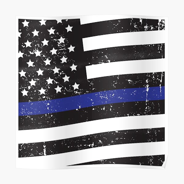 "Blue Line Square Flag" Poster by Designs111 | Redbubble