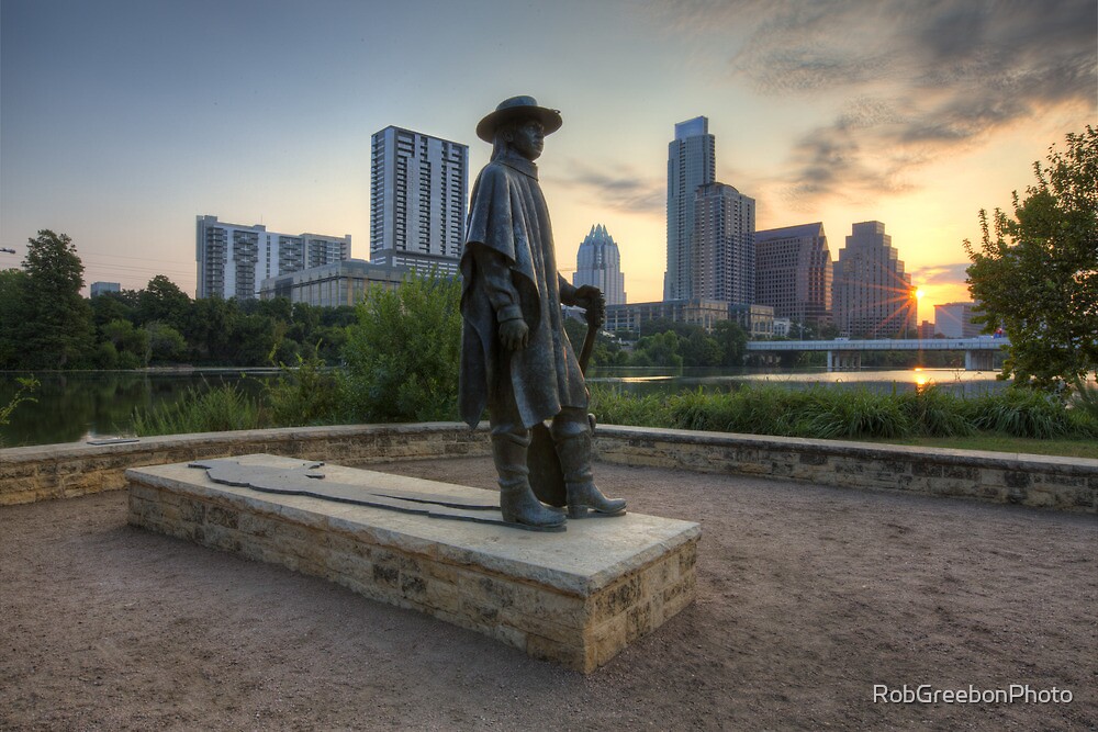 "Texas Images - Stevie Ray Vaughan Statue and the Austin Skyline at ...