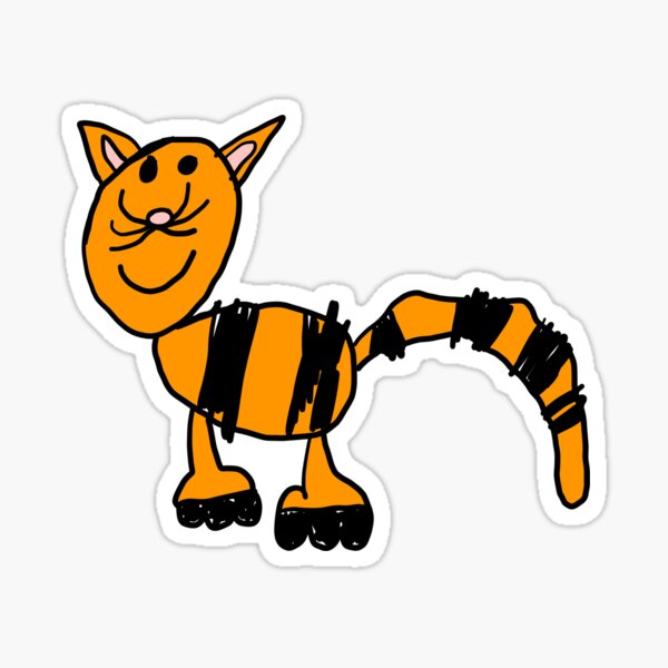 "Kids Cat Drawing" Sticker for Sale by CatharineJo | Redbubble