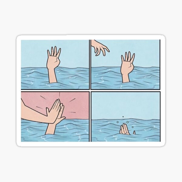 "Drowning high five meme" Sticker for Sale by ThingsRArt | Redbubble