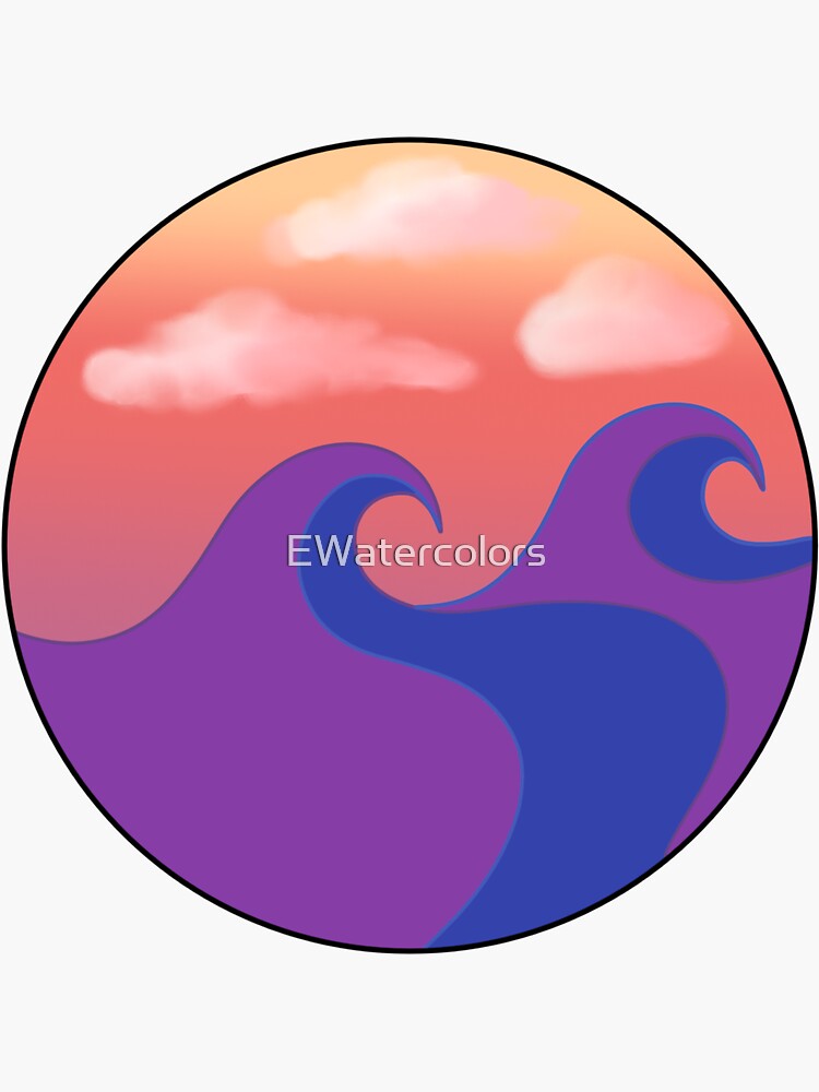 "Sunset Wave Sticker" Sticker by EWatercolors | Redbubble