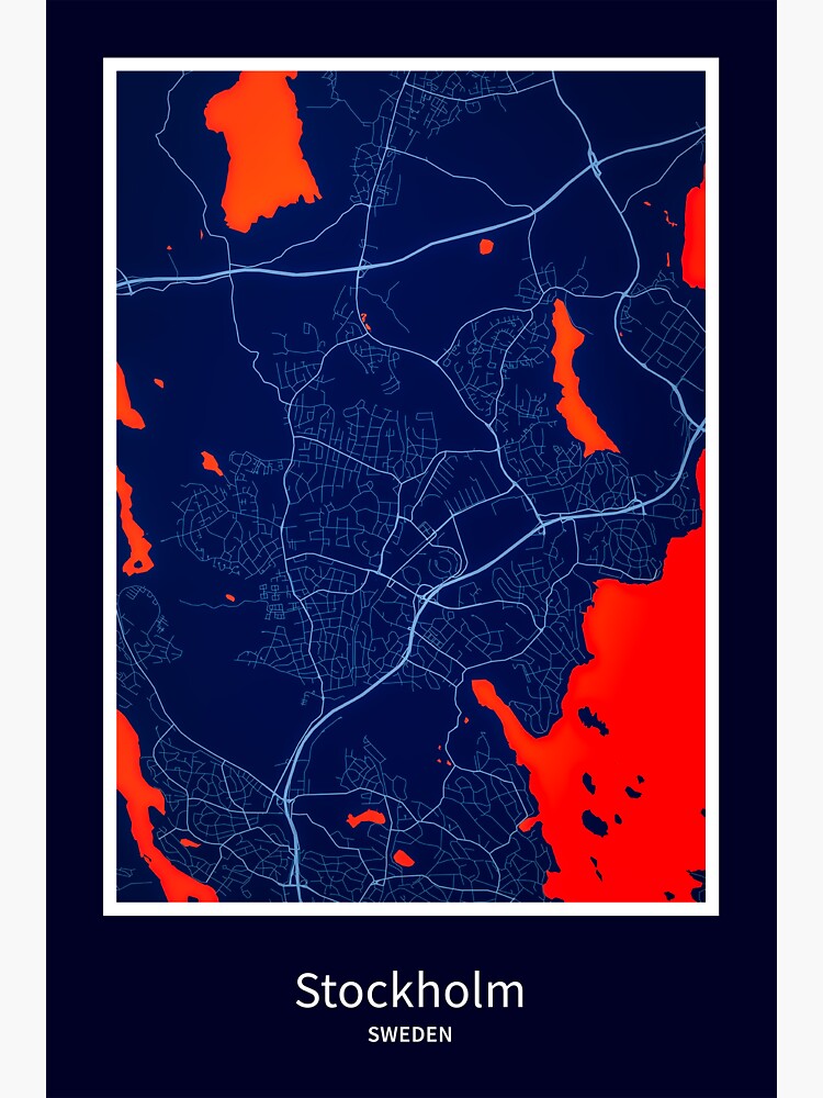 Pegatina «Impresión del mapa de Estocolmo, cartel del mapa de Estocolmo ...