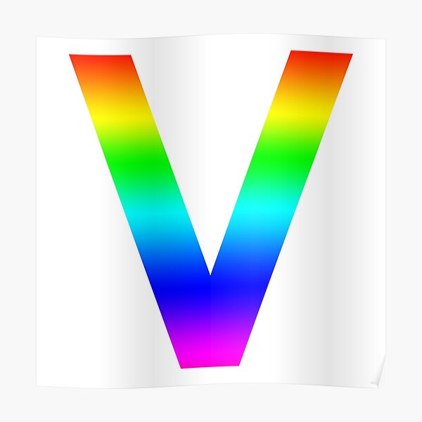 Póster «La letra V - Monograma en gradiente de arco iris» de ...