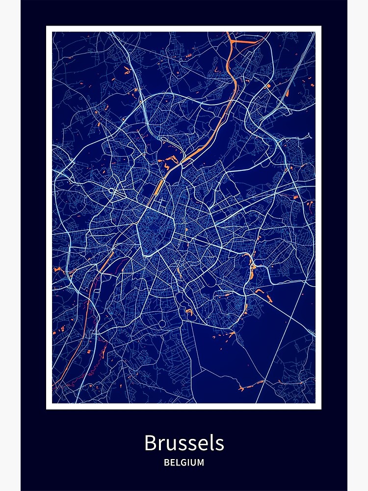 "Brussels Map Print, Brussels Map Poster, Brussels Map Wall Art ...