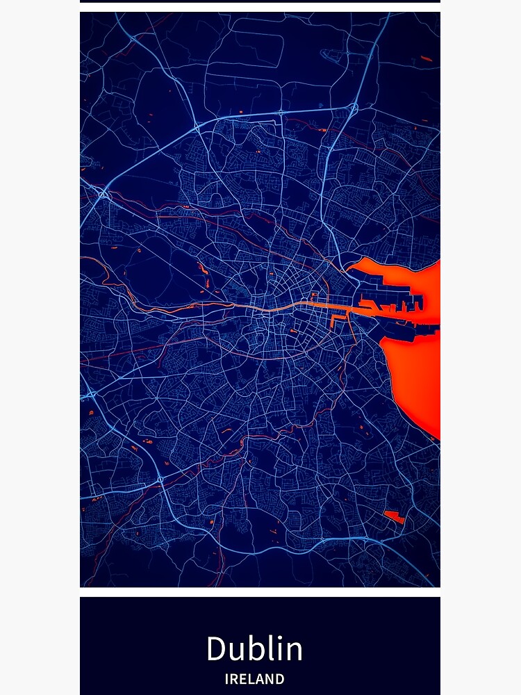 Bolsa deportiva «Impresión del mapa de Dublín, cartel del mapa de Dublín, arte de la pared del ...