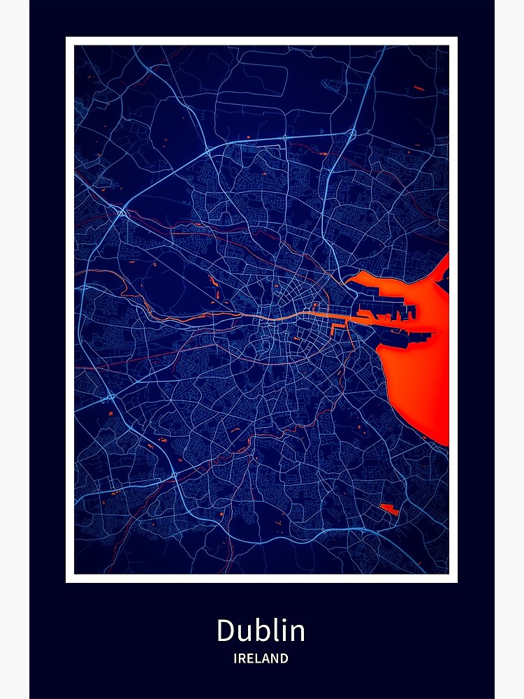 Lámina artística «Impresión del mapa de Dublín, cartel del mapa de ...