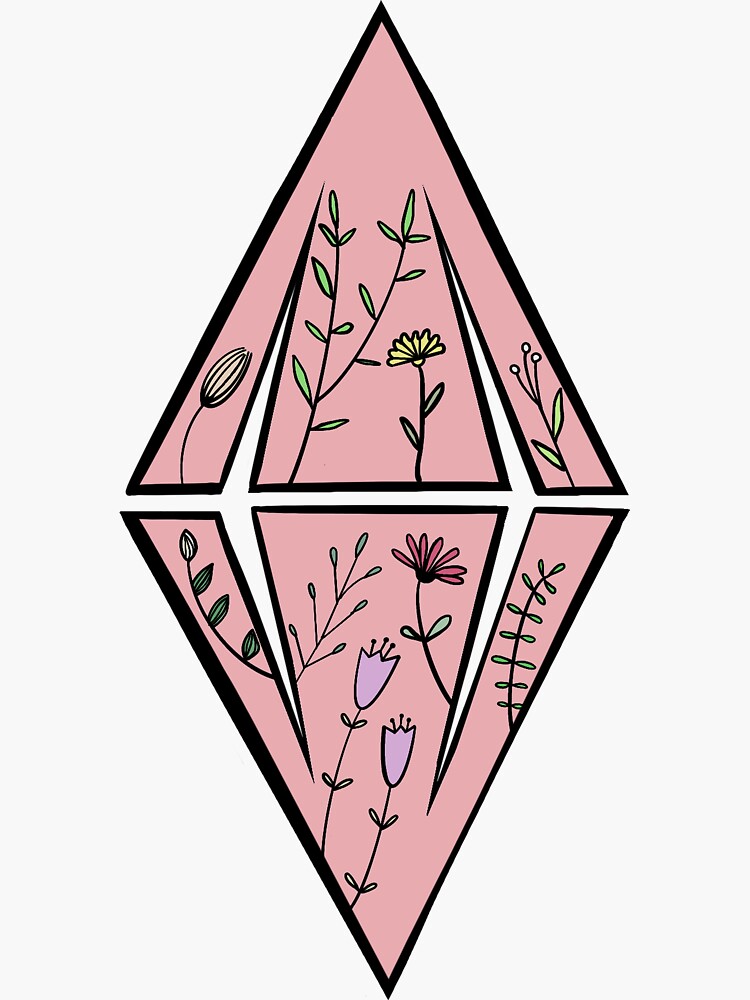 "Pink Floral Sims Plumbob" Sticker by Jcat6 | Redbubble