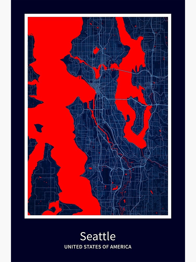 "Seattle Map Print, Seattle Map Poster, Seattle Map Wall Art, Seattle ...