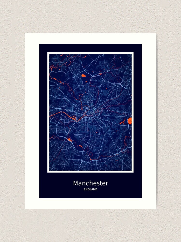 "Manchester Map Print, Manchester Map Poster, Manchester Map Wall Art ...