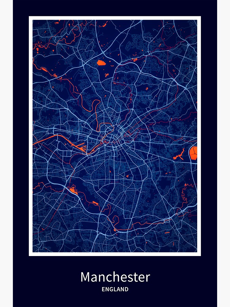 "Manchester Map Print, Manchester Map Poster, Manchester Map Wall Art ...