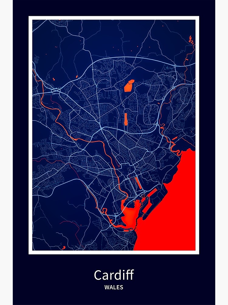"Cardiff Map Print, Cardiff Map Poster, Cardiff Map Wall Art, Cardiff ...