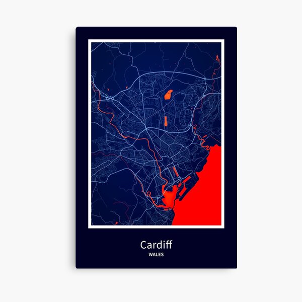 Impression sur toile « Carte de Cardiff impression, carte de Cardiff ...