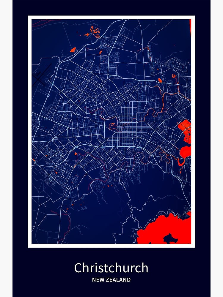 "Christchurch Map Print, Christchurch Map Poster, Christchurch Map Wall ...