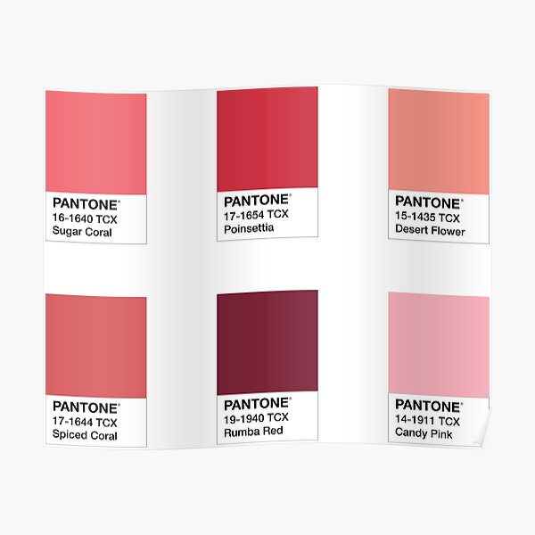 "Pantone Swatches Pinks and Reds" Poster by zyeloa | Redbubble
