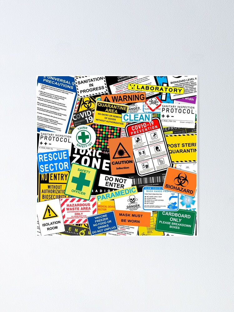 "Medical Safety Virus Sticker Decals Collage" Poster by chrismanubag ...