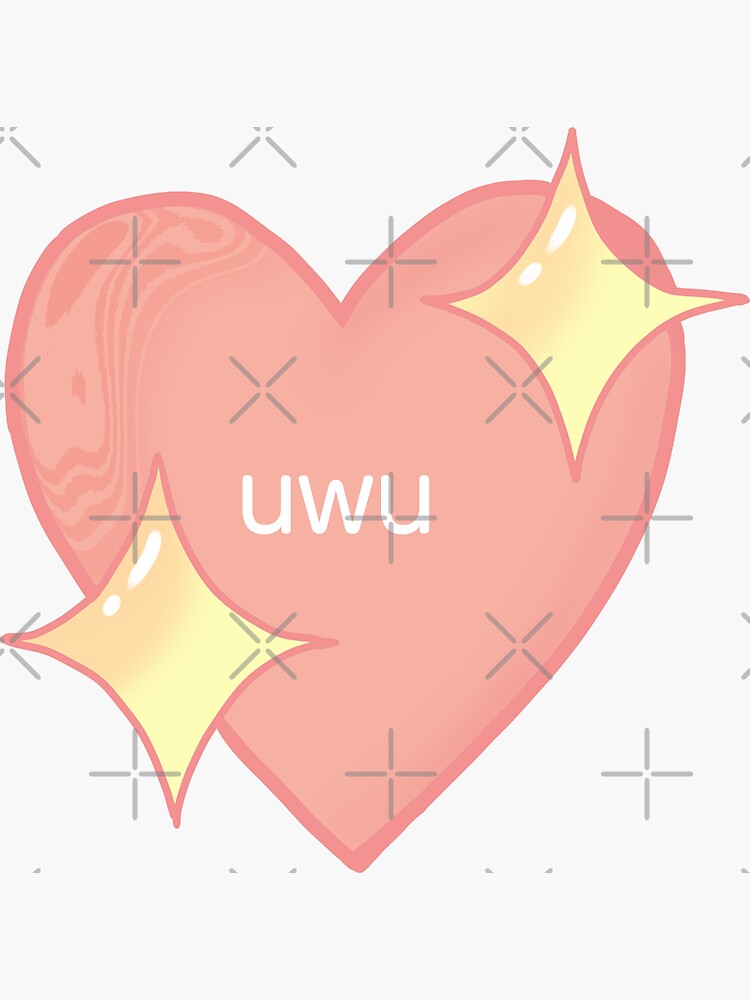 "Shining Pink Heart UWU" Sticker by meeowtine | Redbubble