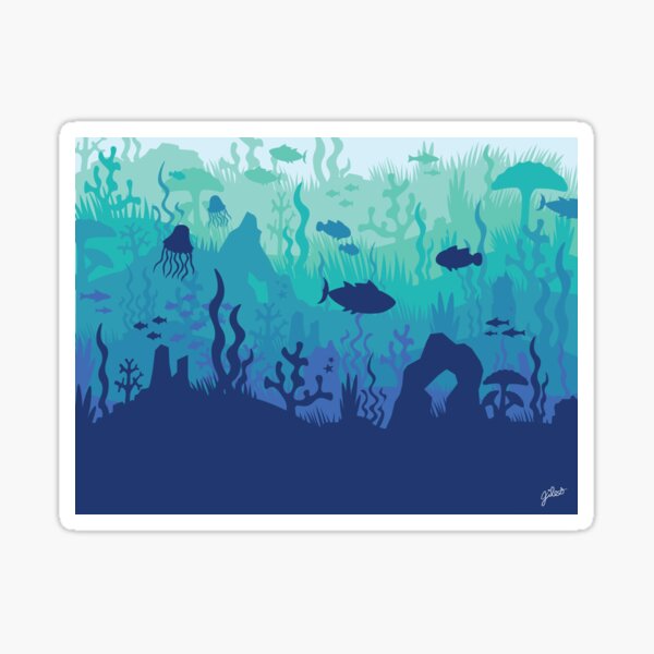 "Ocean scape " Sticker by FarOutGraphics | Redbubble