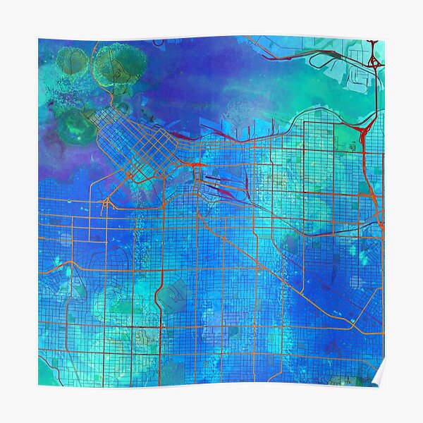 "Vancouver Canada Street Map Blue Lagoon" Poster for Sale by IvonDesign ...